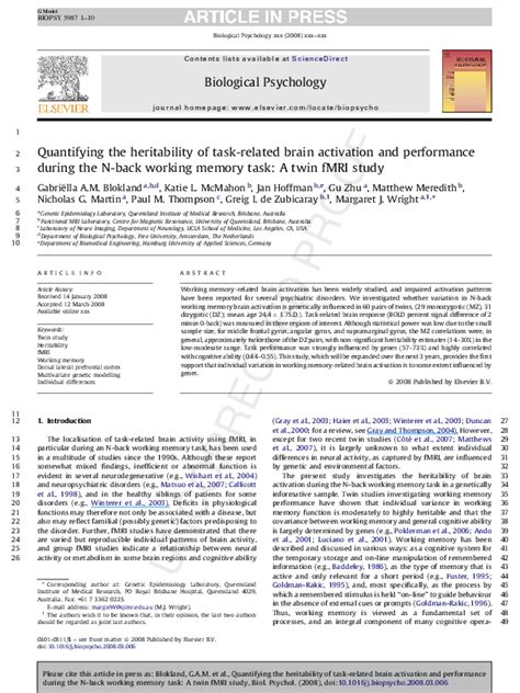 Pdf Quantifying The Heritability Of Task Related Brain Activation And