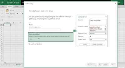 Cara Membuat Online Form Untuk Keperluan Apa Saja Dengan Excel Online SAEFUDDIN ARDYANSYAH