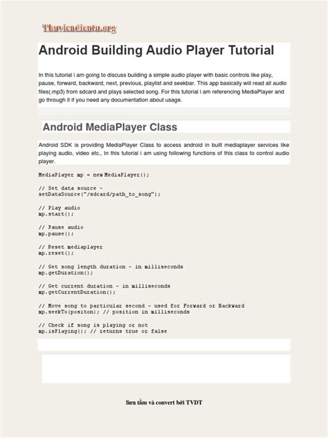 Pdf Android Building Audio Player Tutorial Dokumentips