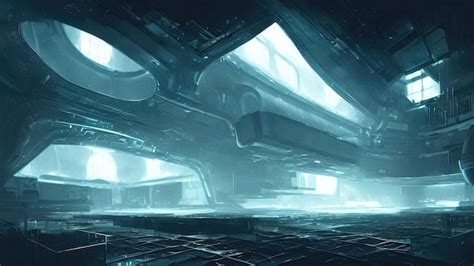 버려진 우주 정거장 빈 방의 내부 창문과 현창에서 나오는 빛이 우주 정거장 홀을 비춥니다 이상한 일이 일어나고 있습니다 3d