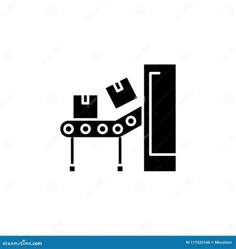 Conveyor Belt Black Icon Concept Conveyor Belt Flat Vector Symbol