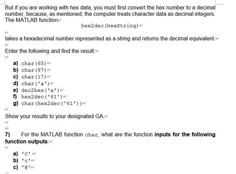 Solved Objective Working With Character Data 3 The Matlab