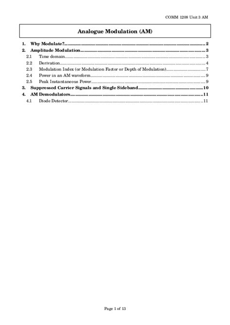 Doc Analogue Modulation Am