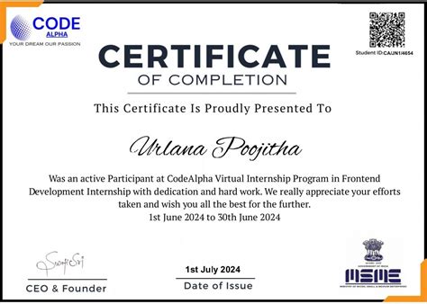 Poojitha Urlana On Linkedin Internship Frontenddevelopment