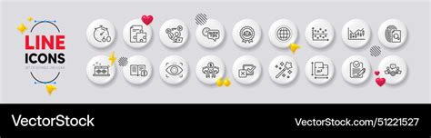Dot Plot Inspect And Justice Scales Line Icons Vector Image