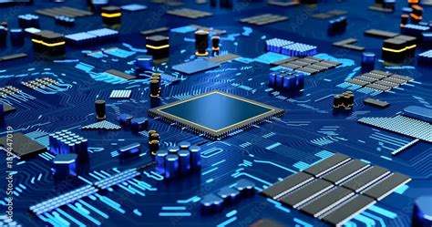 Seamless Loop Cpu On Motherboard Abstract 3d Render Of A Compuiter