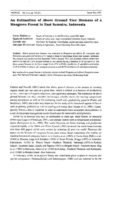 Pdf An Estimation Of Above Ground Tree Biomass Of A Mangrove Forest In East Sumatra Indonesia