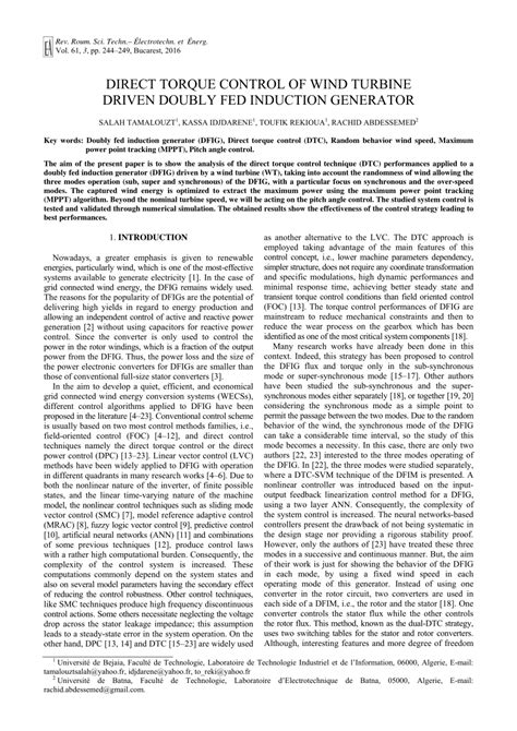 Pdf Direct Torque Control Of Wind Turbine Driven Doubly Fed Induction Generator