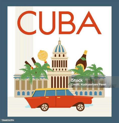 쿠바 배너 또는 하바나 건축 과 자동차 플랫 벡터 일러스트와 카드 1950 1959 년에 대한 스톡 벡터 아트 및 기타 이미지 1950 1959 년 여행 주제 포스터