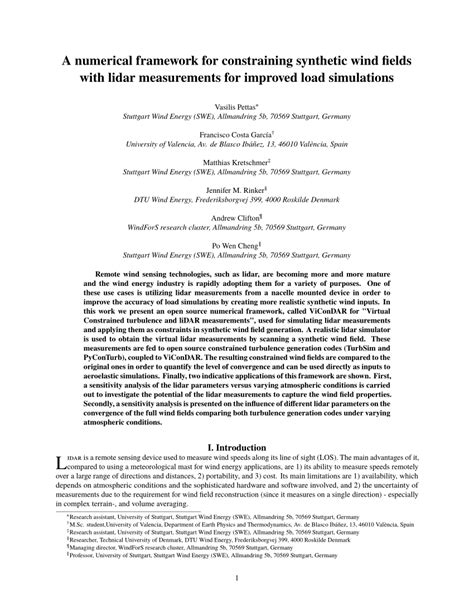 Pdf A Numerical Framework For Constraining Synthetic Wind Fields With