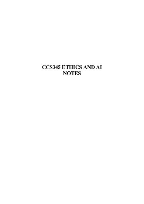 Ethics And AI Studywell CCS ETHICS AND AI NOTES CCS ETHICS AND AI L T P C