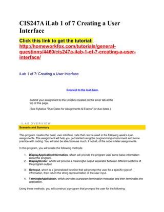 Cis I Lab Of Creating A User Interface DOC