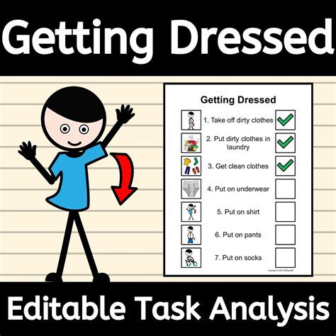 getting dressed task analysis editable visual steps for putting on