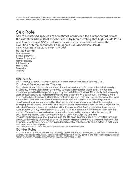Reading 1 All About Soc Sci 8 1 2021 Sex Role An Overview ScienceDirect Topics Studocu