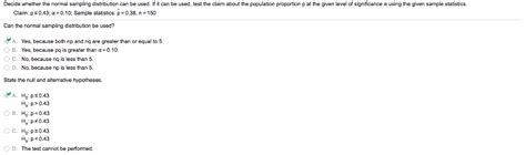 Solved Decide Whether The Normal Sampling Distribution Can