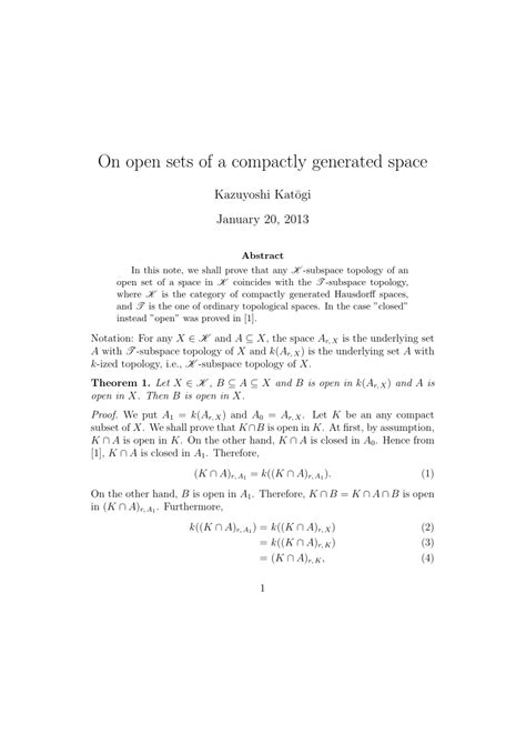 Pdf On Open Sets Of A Compactly Generated Space