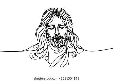 Continuous One Line Drawing Jesus Face Stock Vector Royalty Free