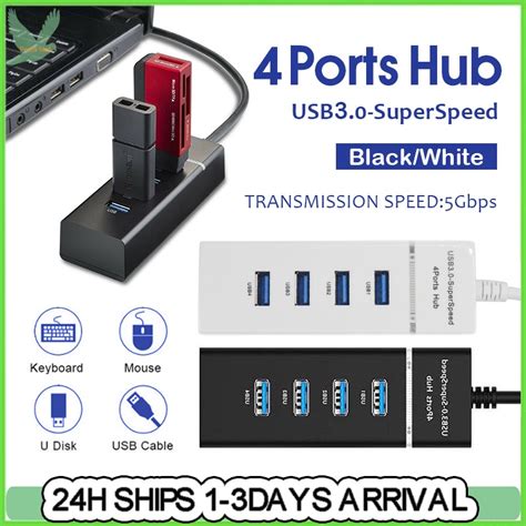 4 Port Usb 3 0 Hub Splitter High Speed Multiport Slim Usb Hub Adapter Extender Extension