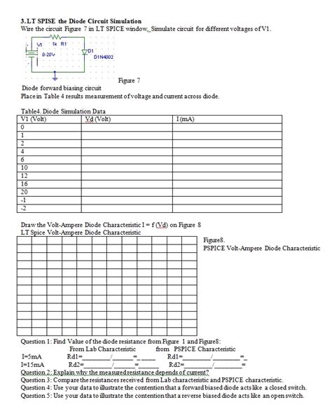 Solved 3lt Spise The Diode Circuit Simulation Wire The