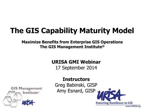 The Gis Capability Maturity Model Maximize Benefits From Enterprise Gis