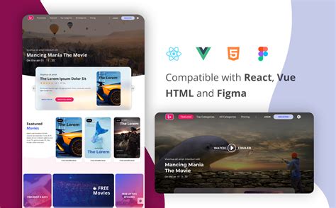 Netflux Streaming Movie App React Vue Html And Figma Landing Page