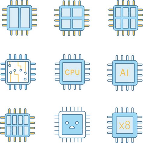 processors color icons set circuitry micro bad vector circuitry micro