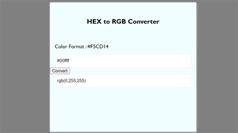 Convert Hex Code To Rgb Using Html Css And Javascript