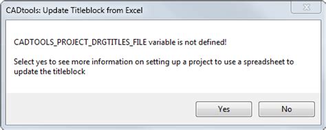 CADtools Tools Drawing Setup Tools Open TitleBlock Excel File