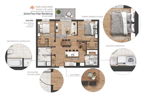 2d 3d floor plan rendering for real estate marketing on behance