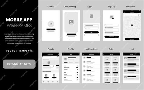 Premium Vector Application Design Mockup Design Vector App Ux Ui Wireframes Shopping App Design