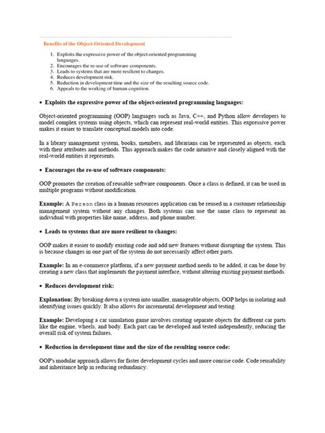 Benefits And Risk Pdf Object Oriented Programming Class Computer