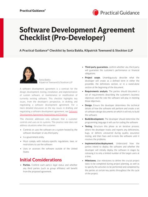 Software Development Agreement Checklist Prodeveloper Pdf Indemnity