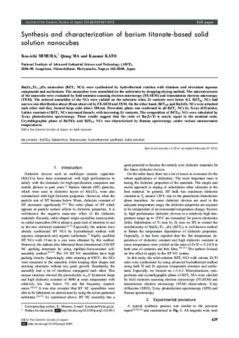 Pdf Synthesis And Characterization Of Barium Titanate By Solid State Reaction