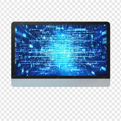 현대 데스크 스크린의 디지털 데이터 스트림 블루 스 기술 미래 Ai 생성 Psd