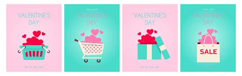 마음과 사랑의 소원발렌타인 데이 인사말 카드 플랫 벡터 일러스트 는 판매 온라인 상점 휴일 상품의 배달 분홍색 빨간색 및