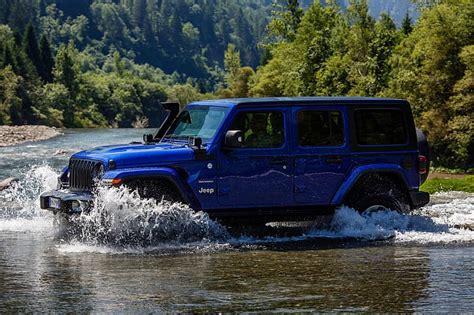 파란색 Suv 앞 4x4 지프 2019 Wrangler Unlimited 1941 Sahara Hd 배경 화면 Wallpaperbetter