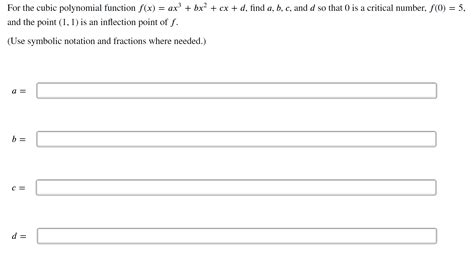 Solved For the cubic polynomial function f x ax bx² Chegg