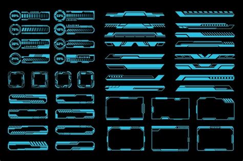 Premium Vector Blue Neon Sci Fi Hud Frames Elements Futuristic Design