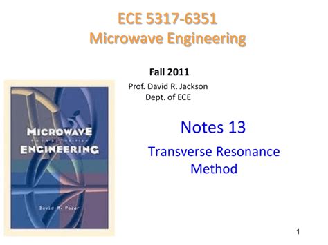 Transverse Resonance Method In Microwave Engineering