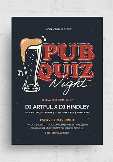 Pub Quiz Night Flyer Template Ai Psd Pub Quiz Flyer Template Flyer