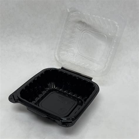 Pp Hinged Clamshell Container Black Base Clear Lid Set Of 100 240 Abc To Go Box