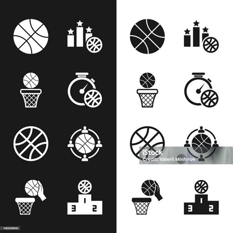 농구 공 농구 및 스포츠 우승자 연단 계획 전략 및 아이콘으로 스톱워치를 설정하십시오 벡터 1위에 대한 스톡 벡터 아트 및 기타 이미지 Istock