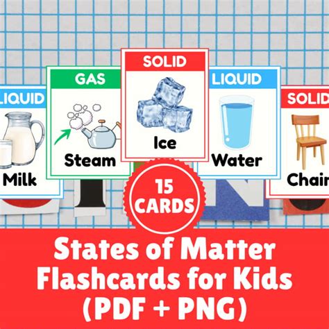 States Of Matter Flashcards Solid Liquid And Gas Printable Science Cards