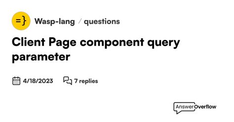 Client Page Component Query Parameter Wasp
