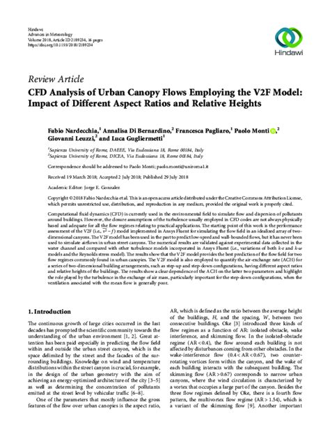 Pdf Cfd Analysis Of Urban Canopy Flows Employing The V2f Model