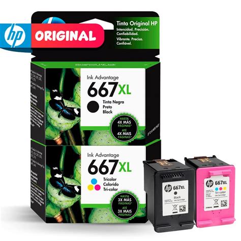 Pack De Cartuchos De Tinta Hp 667xl Negro Y Tricolor Original
