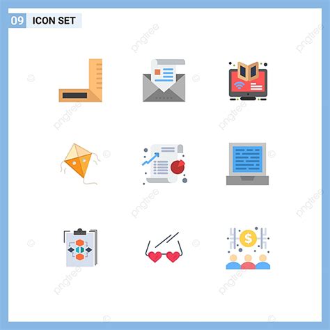 비즈니스의 9가지 단순한 평면 색상의 픽토그램 세트 안경 연 컴퓨터 Png 일러스트 및 벡터 에 대한 무료 다운로드 Pngtree