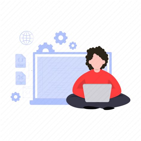 Female Working Laptop Files Coding Icon Download On Iconfinder