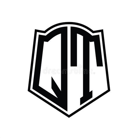 QT Logo Monogram With Shield Shape Outline Design Template Stock Vector Illustration Of