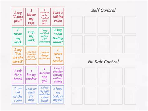 Self Control Vs No Self Control Group Sort